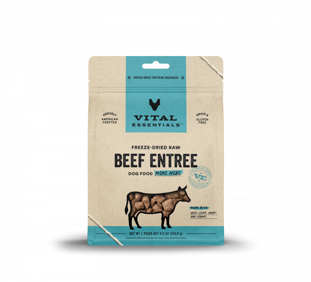 Vital Essentials Freeze Dried Grain Free Beef Mini Nibs Entree for Dog ...
