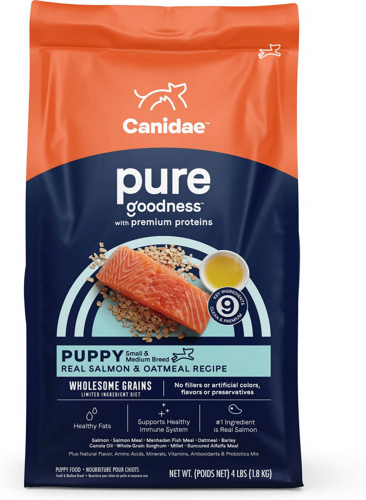 Canidae Pure Goodness PUPPY Real Salmon & Oatmeal Recipe Dry Dog Food ...