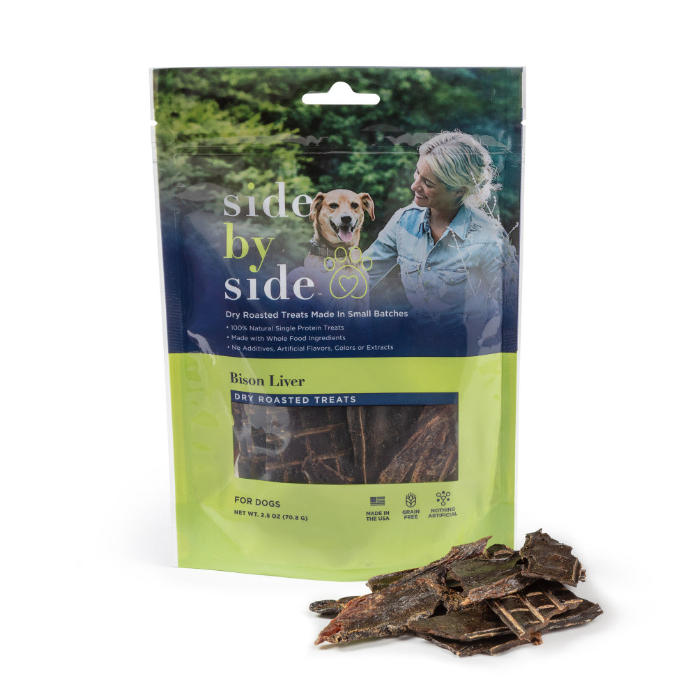 Side By Side Small Batch Dry Roasted Bison Liver Neutral Dog Treats ...