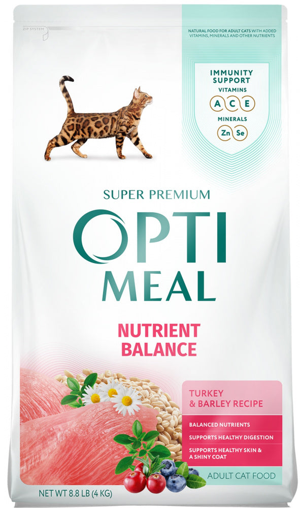 Optimeal Nutrient Balance Turkey & Barley Recipe Adult Cat Dry Food ...